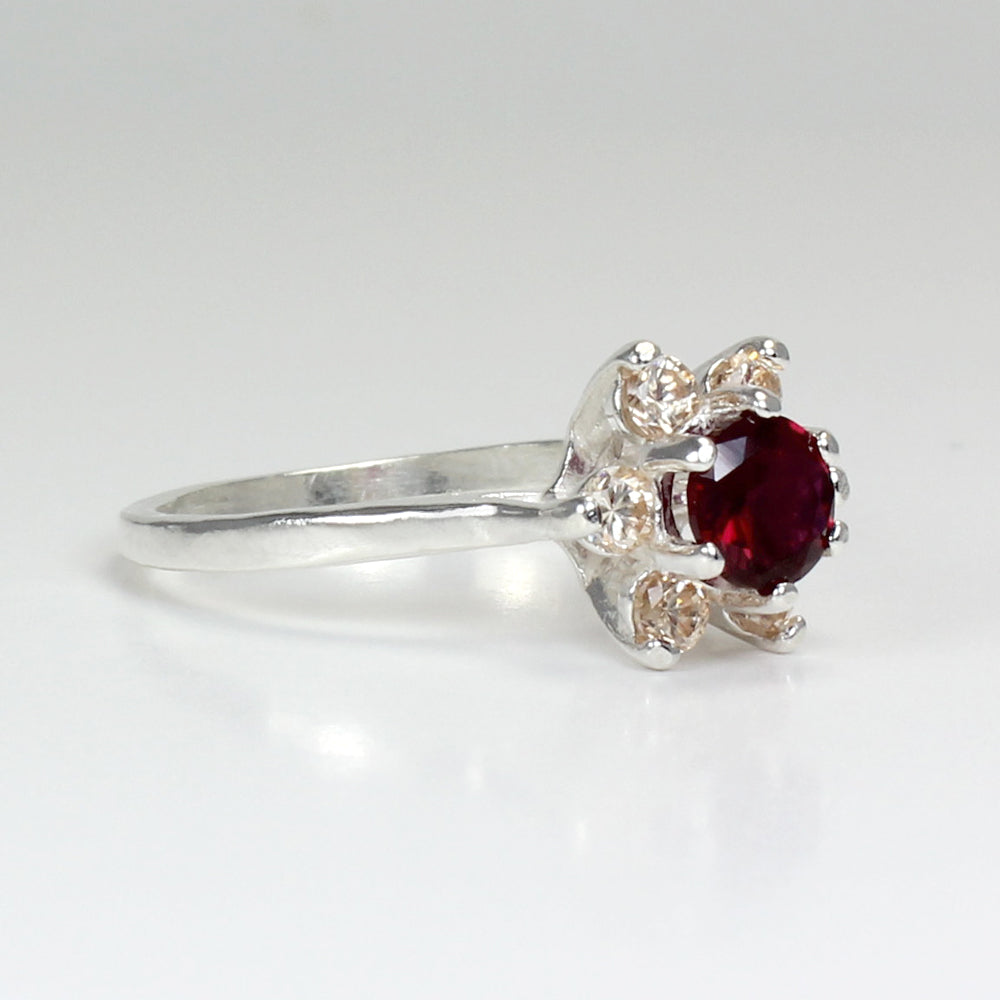Ruby Ring with Champagne Diamonds Accents 925 Sterling Silver – TSNjewelry