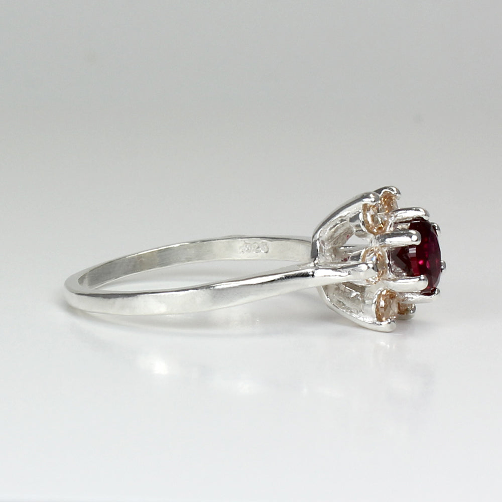 Ruby Ring with Champagne Diamonds Accents 925 Sterling Silver – TSNjewelry