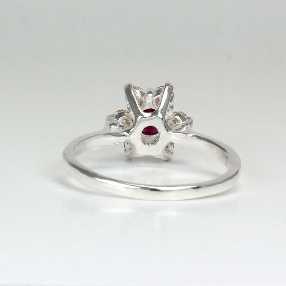 Ruby Ring with Champagne Diamonds Accents 925 Sterling Silver – TSNjewelry